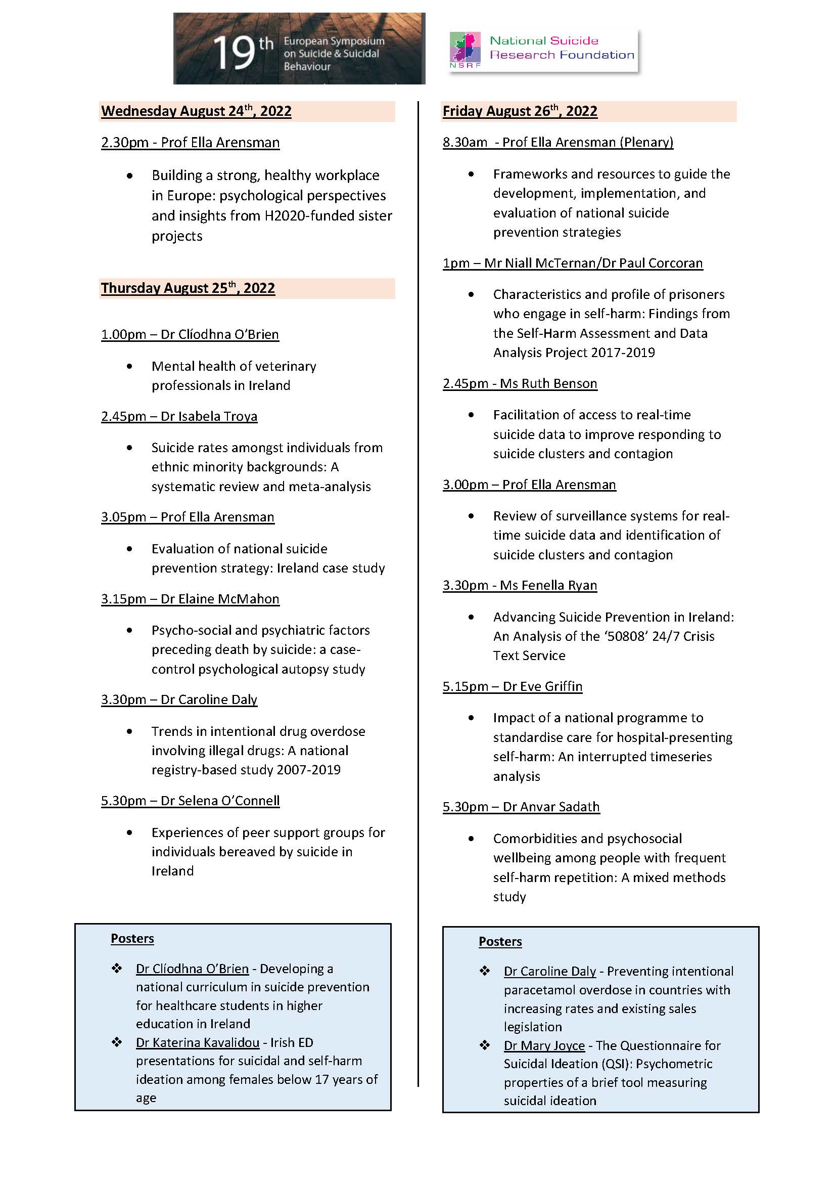 NSRF News Round Up; June to October – National Suicide Research Foundation
